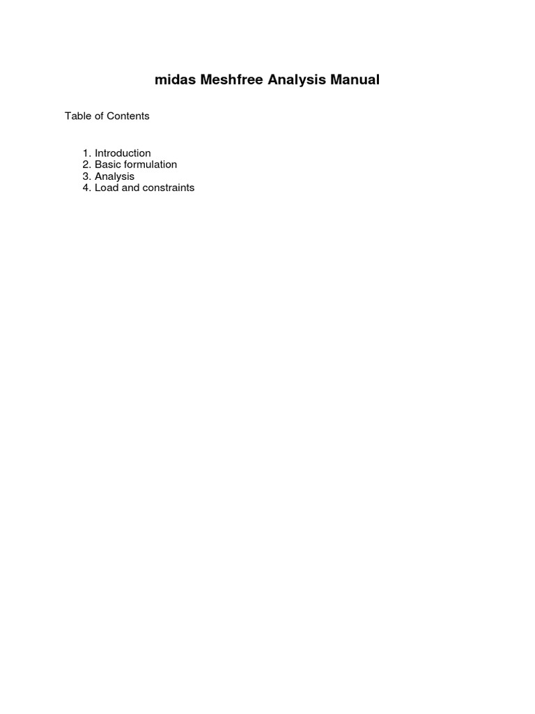 Analysis Manual For MIDAS Meshfree | PDF | Kinematics | Finite Element ...