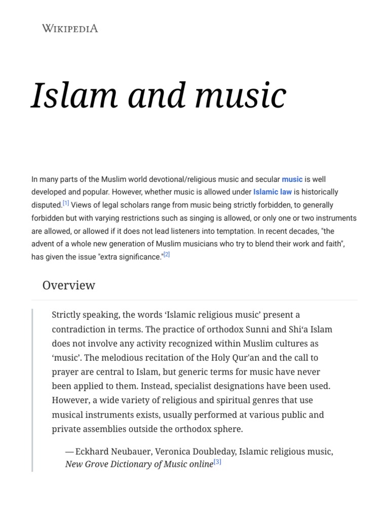 Islam and Music - Wikipedia | PDF | Hadith | Ruhollah Khomeini