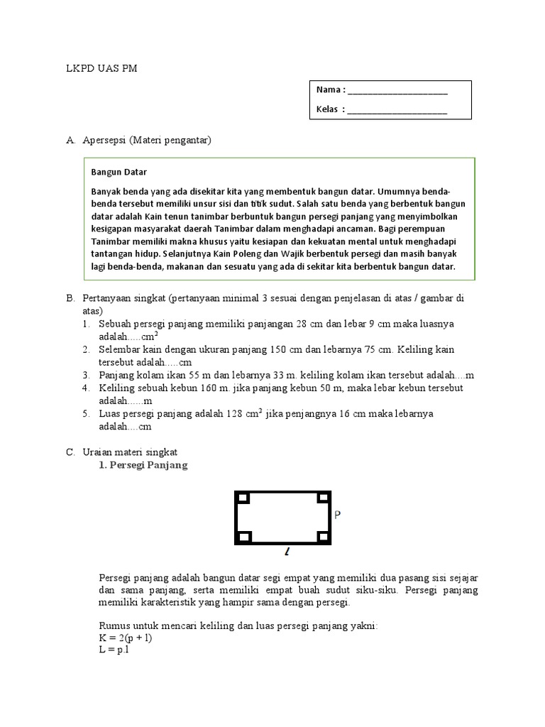 Format LKPD Singkat UAS | PDF