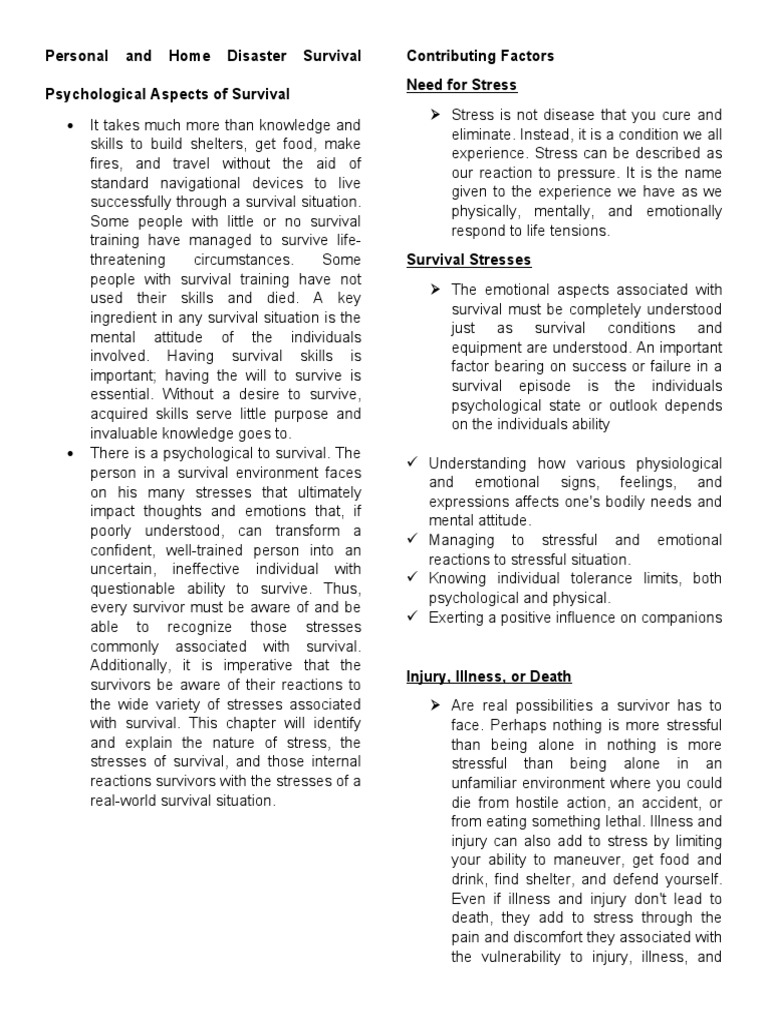 The Psychological Aspects of Survival: Understanding and Managing ...