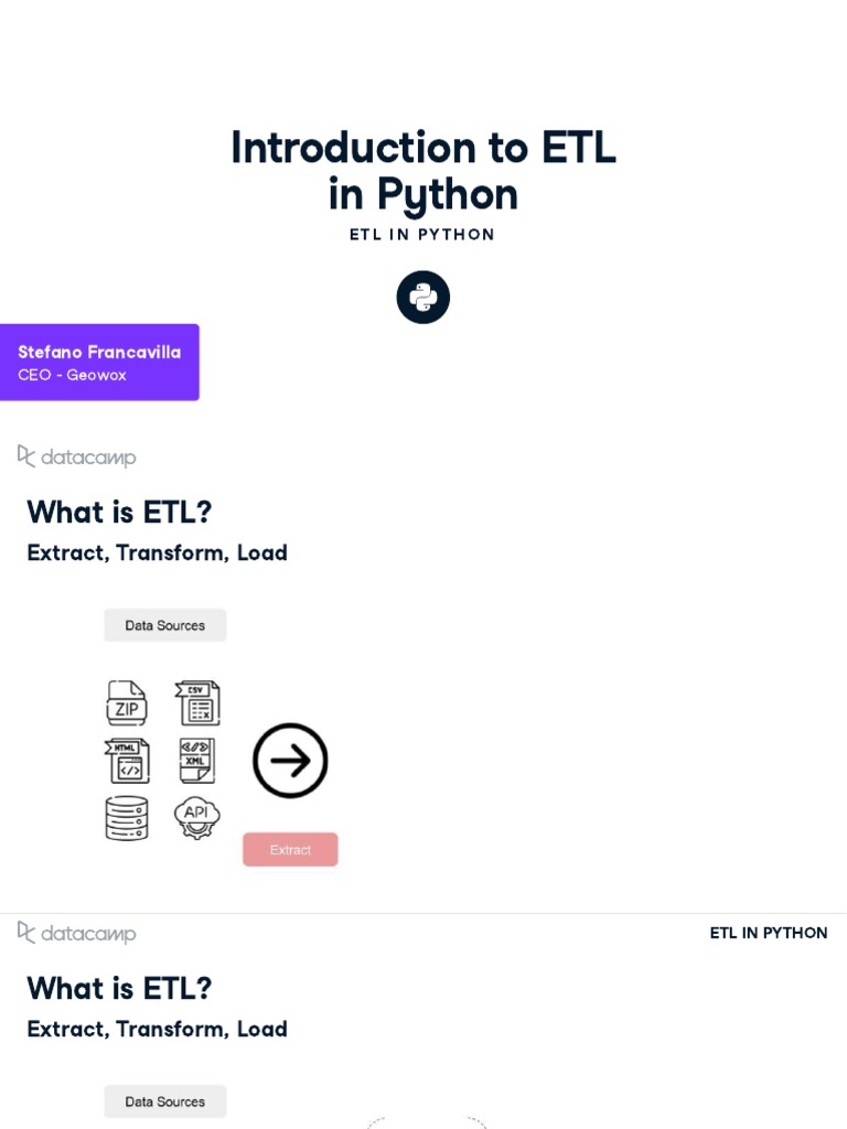 Introduction To ETL in Python: Stefano Francavilla | PDF | Zip (File ...