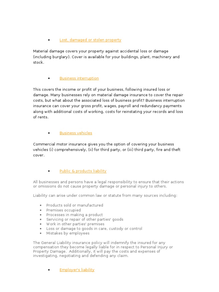 Insurance Summary | PDF | Liability Insurance | Professional Liability ...