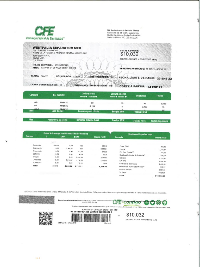 Comprobante de Domicilio Cfe | PDF