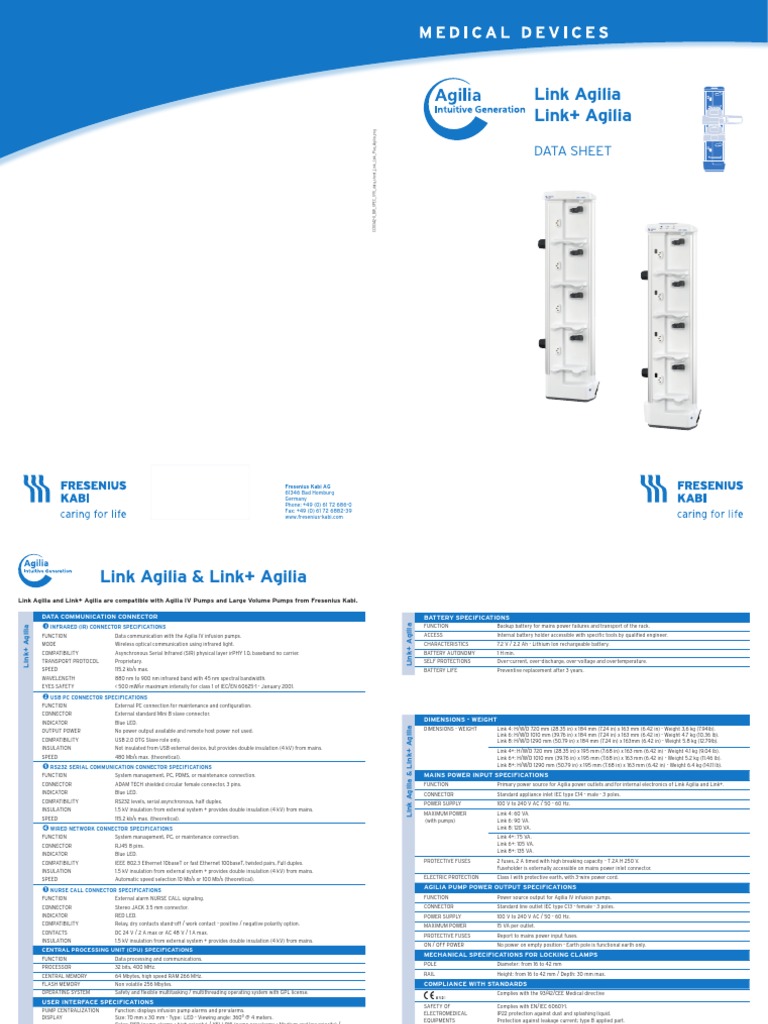 Link Agilia Link+ Agilia: Data Sheet | PDF | Ac Power Plugs And Sockets ...