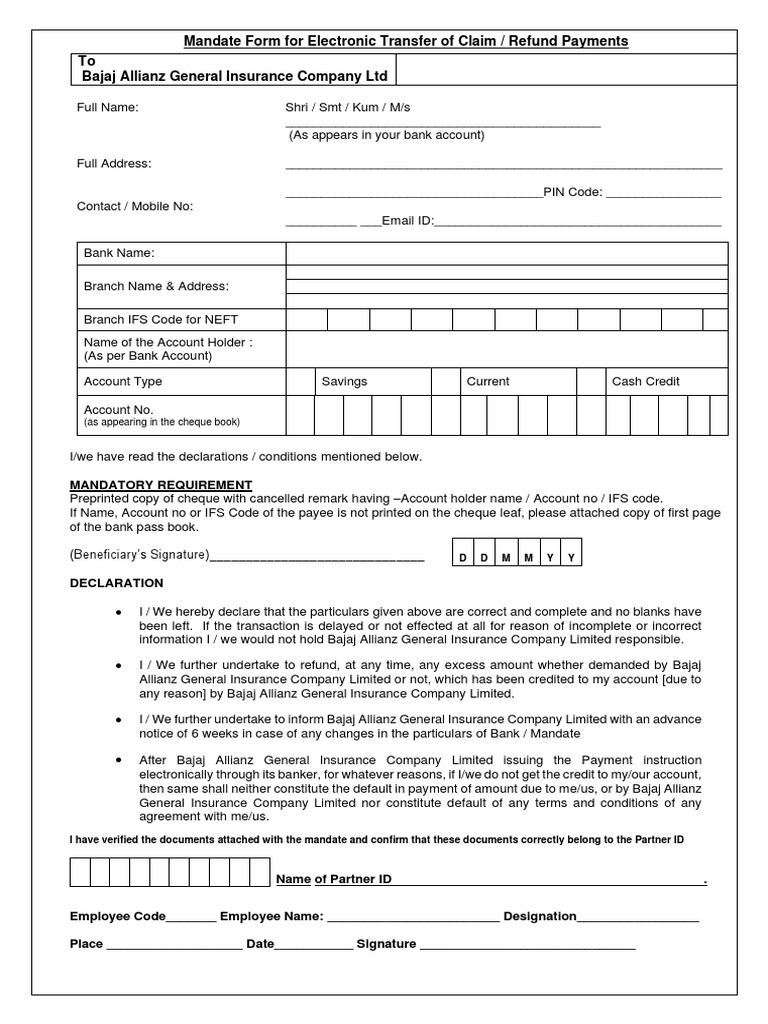 Mandate Form | PDF | Cheque | Payments