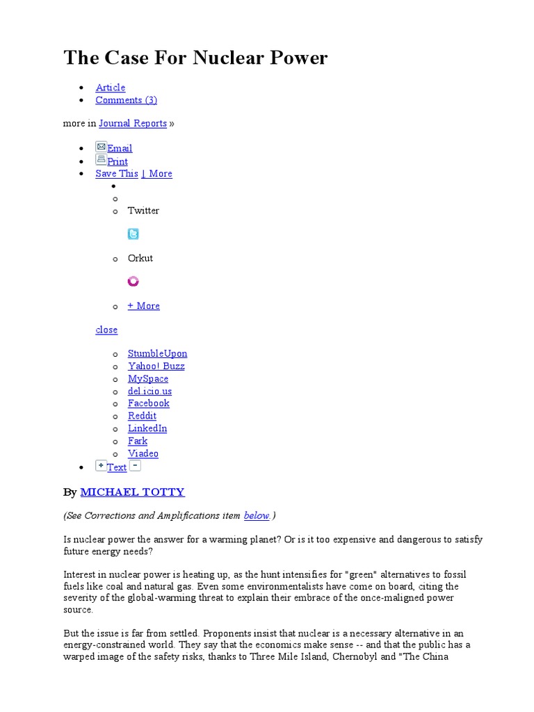 The Case For Nuclear Power: Analyzing the Arguments on Both Sides of ...