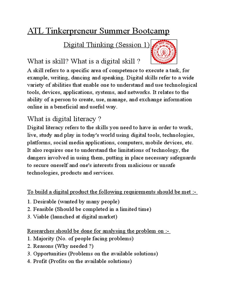 ATL Tinkerpreneur Summer Bootcamp | PDF | Computer Aided Design | 3 D Modeling