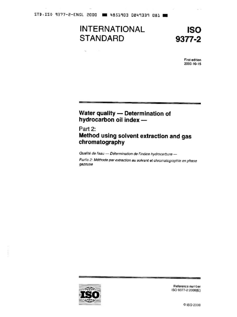 ISO 9377-2-2000 (E) - Hydrocarbon Oil Index in Water | PDF