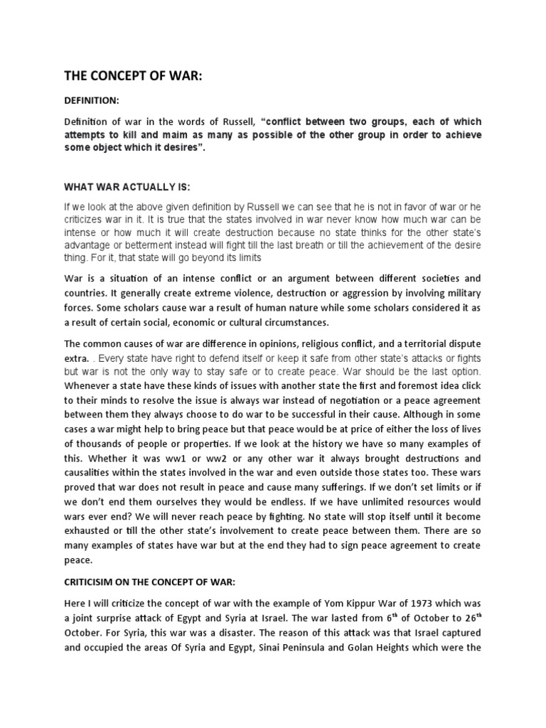The Concept of War:: Definition | PDF | Peace | Israel