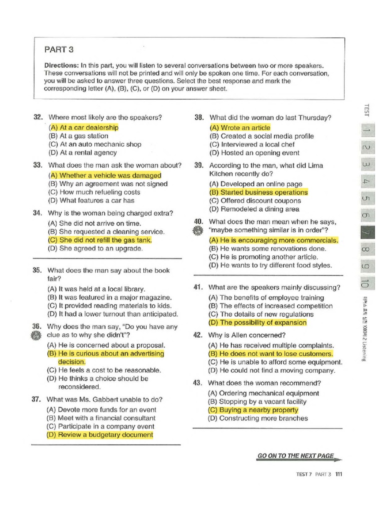 Part 3 Test 7 | PDF | Receipt