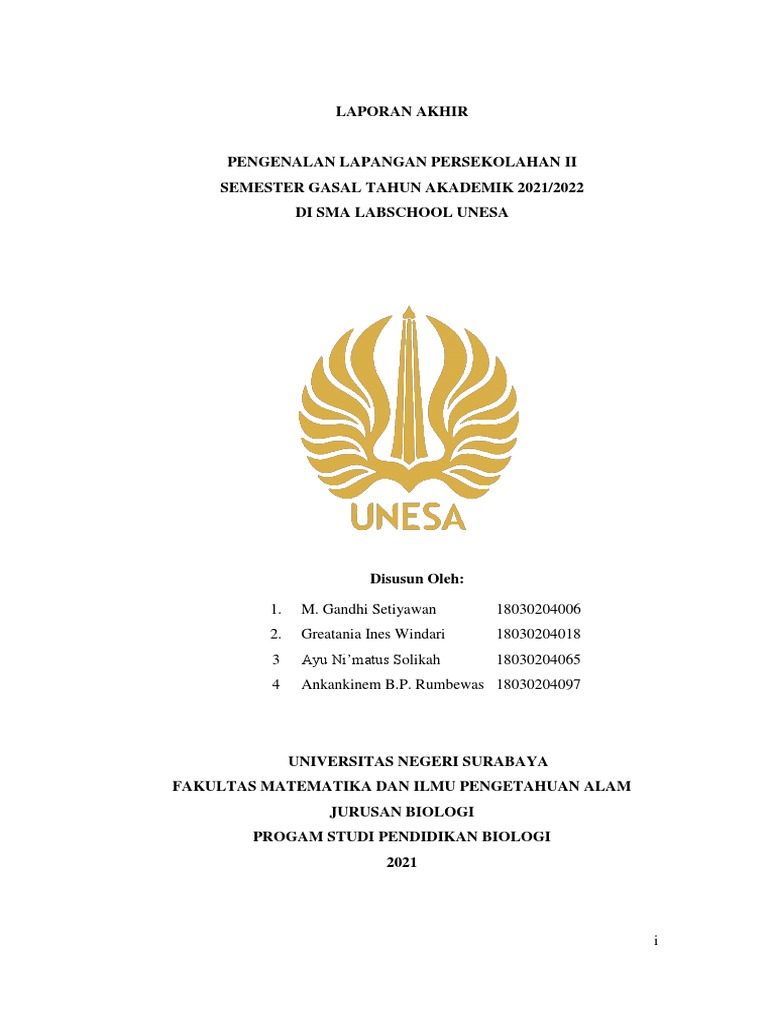 LAPORAN AKHIR PLP II - Kel 2 Biologi - SMA Labschool Unesa | PDF