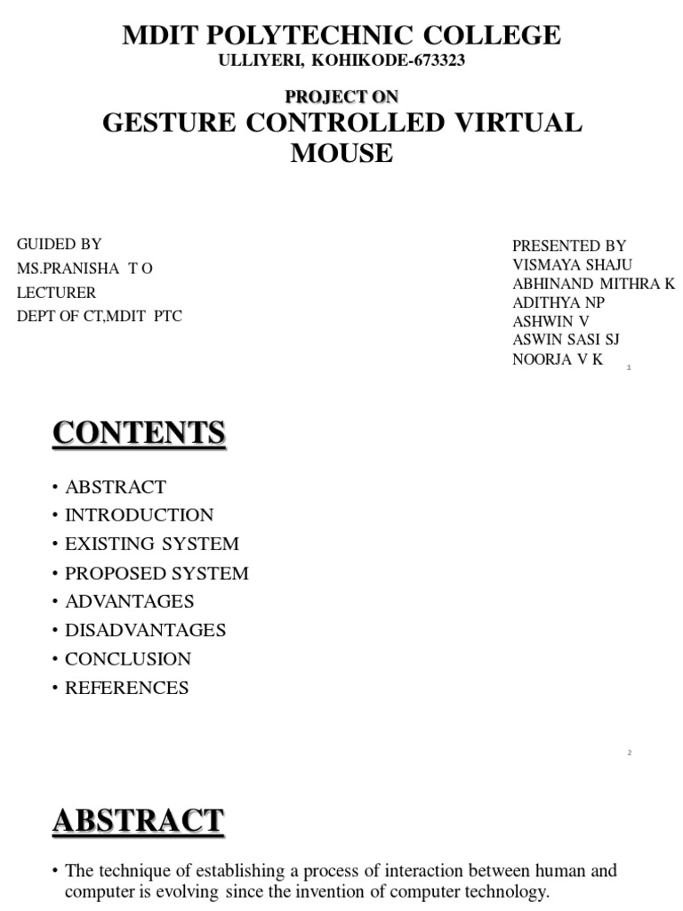 Gesture Controlled Virtual Mouse: A Project Report on Developing a ...
