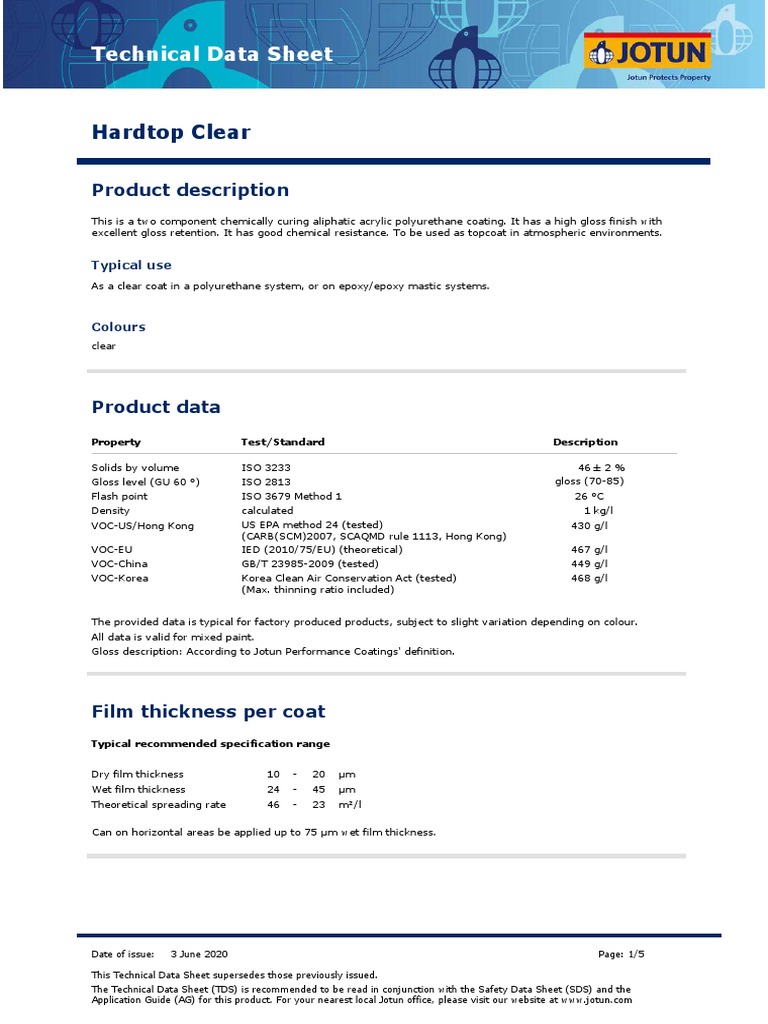 Hardtop Clear: Technical Data Sheet | PDF | Paint | Epoxy