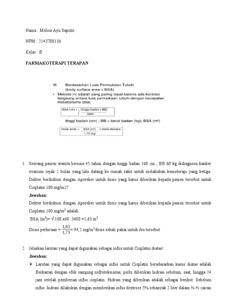 Kasus Farmakoterapi Kanker - Melisa Ayu Saputri - 2143700136 | PDF ...
