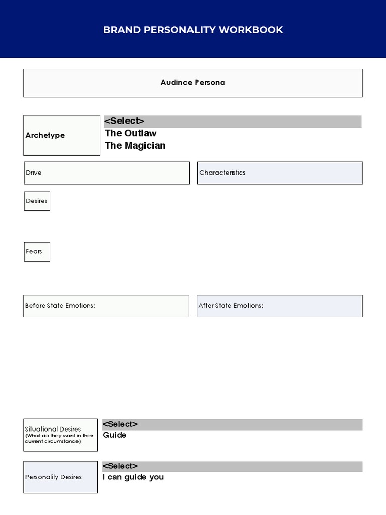 Brand+Strategy+ +worksheet+ +10+ +Brand+Personality+Workbook | PDF