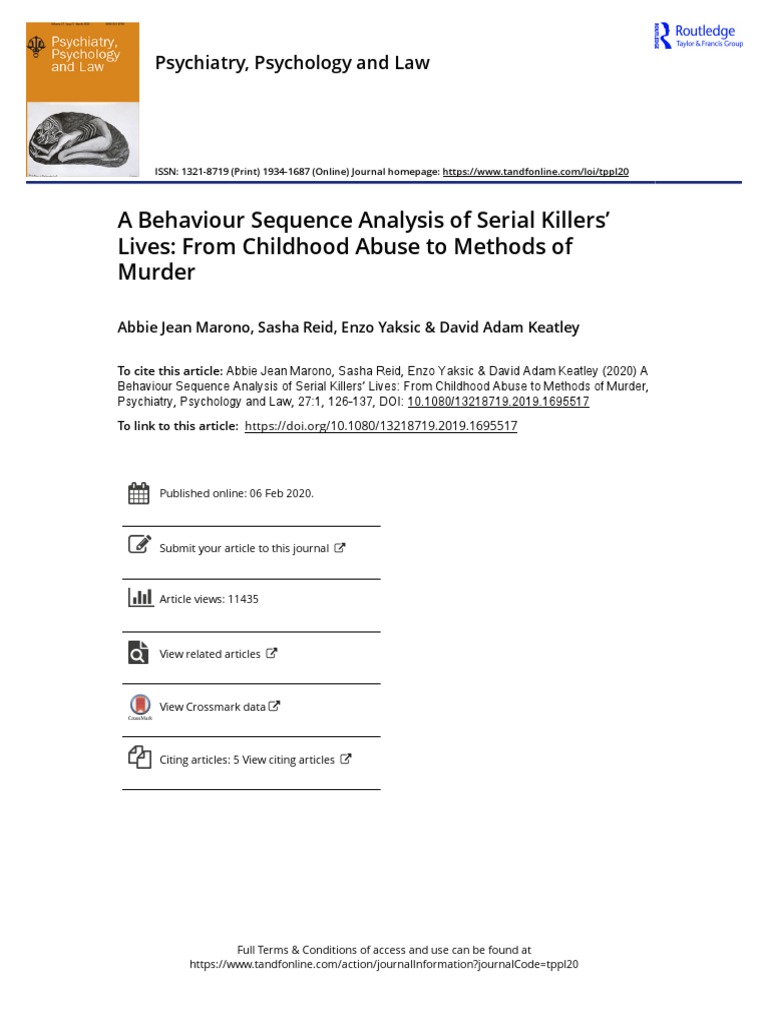 A Behaviour Sequence Analysis of Serial Killers Lives From Childhood Abuse To Methods of Murder ...