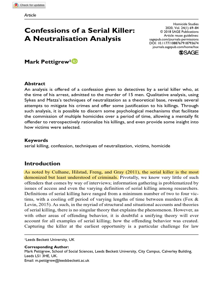 Confessions of A Serial Killer | PDF | Serial Killer | Deviance (Sociology)
