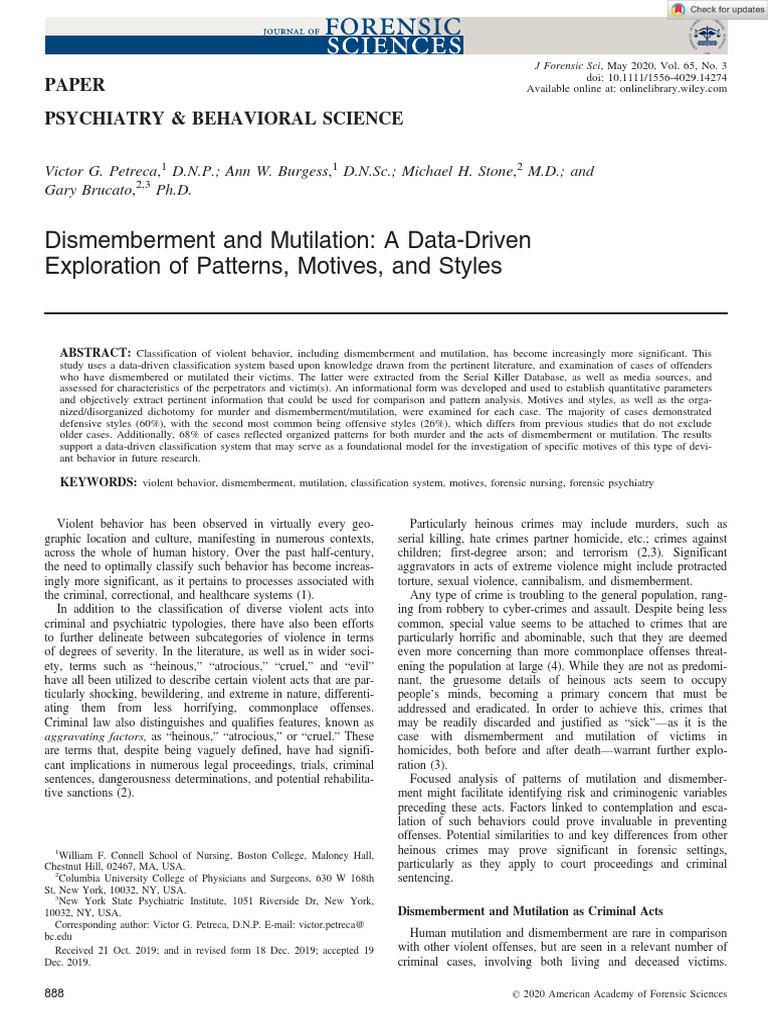 Dismemberment and Mutilation: A Data-Driven Exploration of Patterns ...