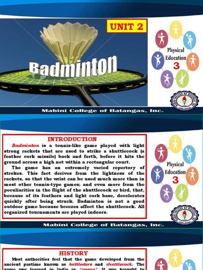 Unit 2 Badminton | PDF | Sports | Athletic Sports