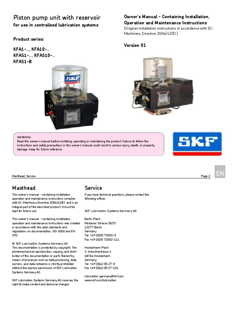SKF Kfa1-.., Kfa10-.. Kfas1-.., Kfas10-.. Kfas1-B | PDF | Safety ...