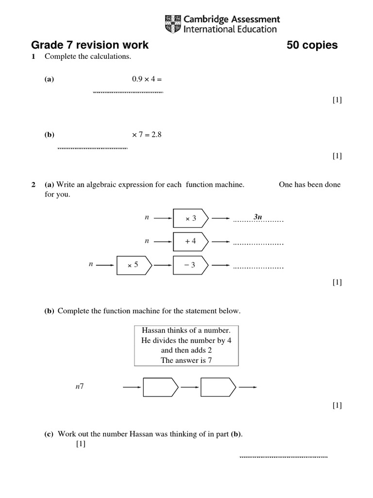 Grade 7 Math Question | PDF | Numbers | Mathematics