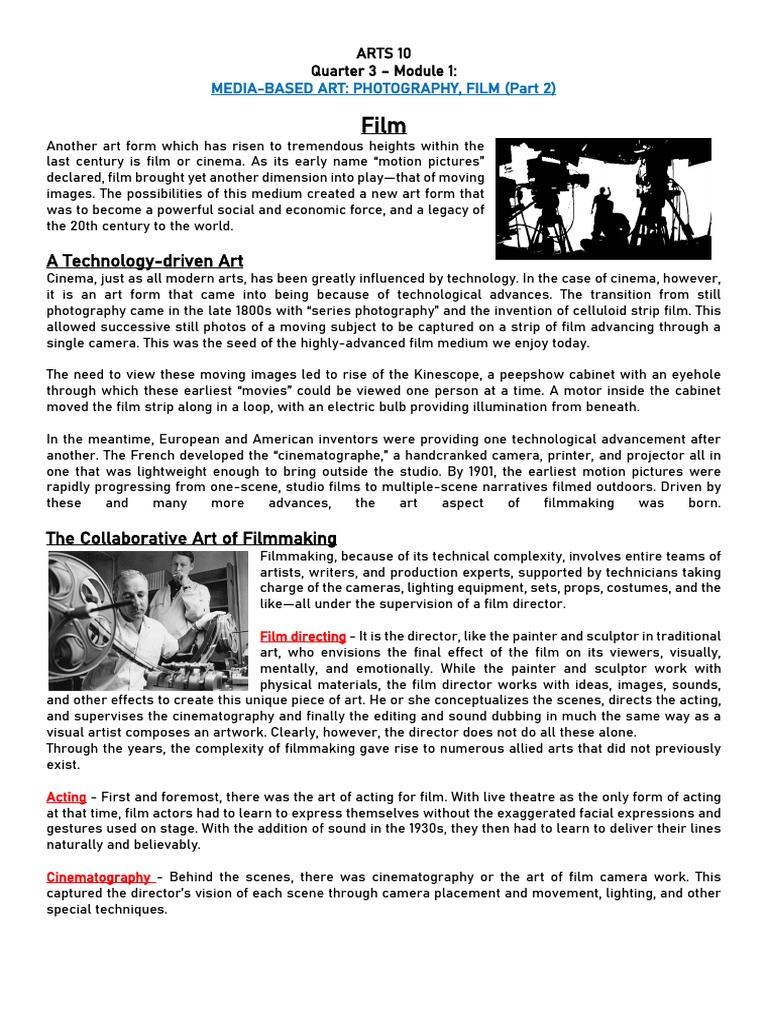 ARTS 10 Quarter 3 Module 1 Part 2 | PDF | Cinematography | Filmmaking