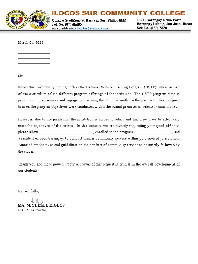 Letter To Brgy Captains and Community Service Guidelines | PDF