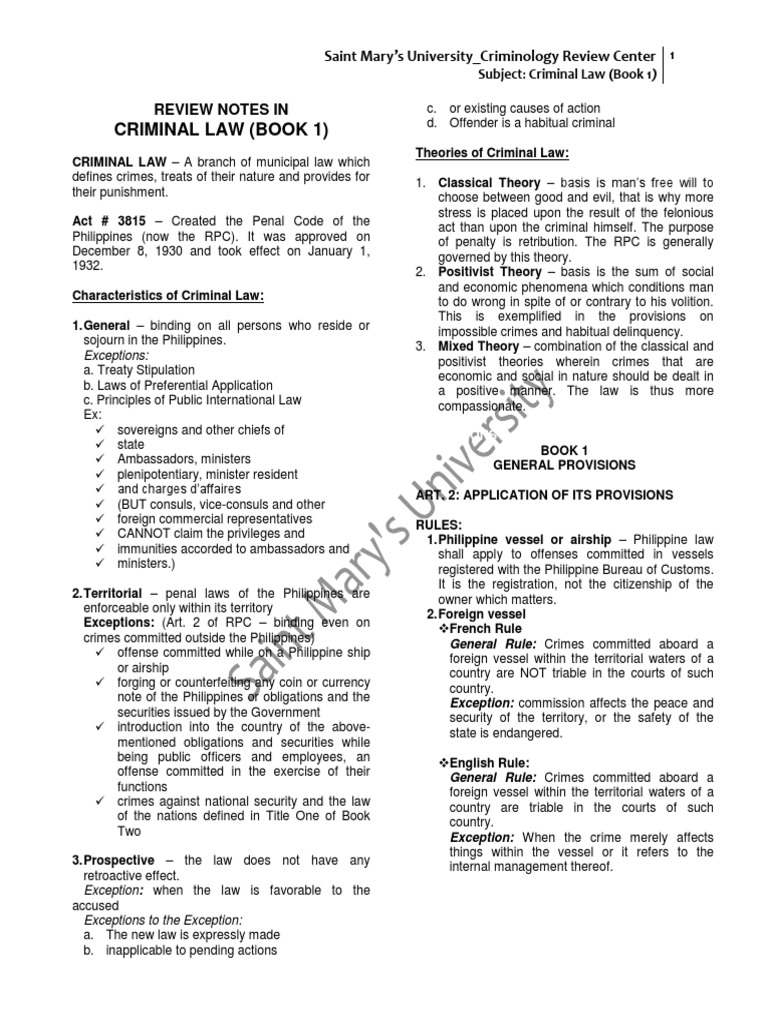 Philippine Criminal Law Overview | PDF | Crime & Violence | Crimes