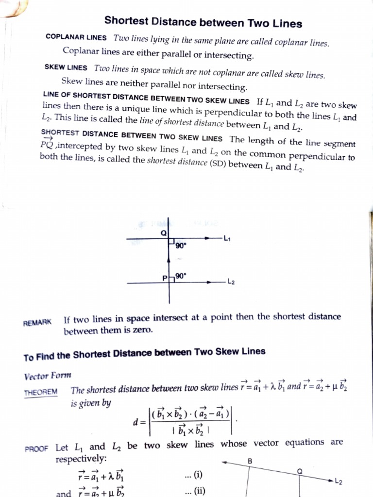 Shortest Between Two: Distance Lines | PDF | Equations | Geometry