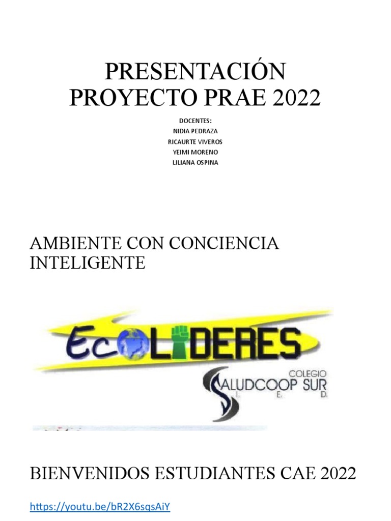 Presentación Proyecto Prae 2022 | PDF