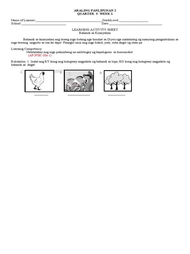 ARALING PANLIPUNAN 2 Activity sheet | PDF