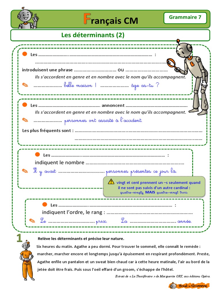 Grammaire 07 Les Determinants 2 | PDF | Unités sémantiques | Sciences cognitives