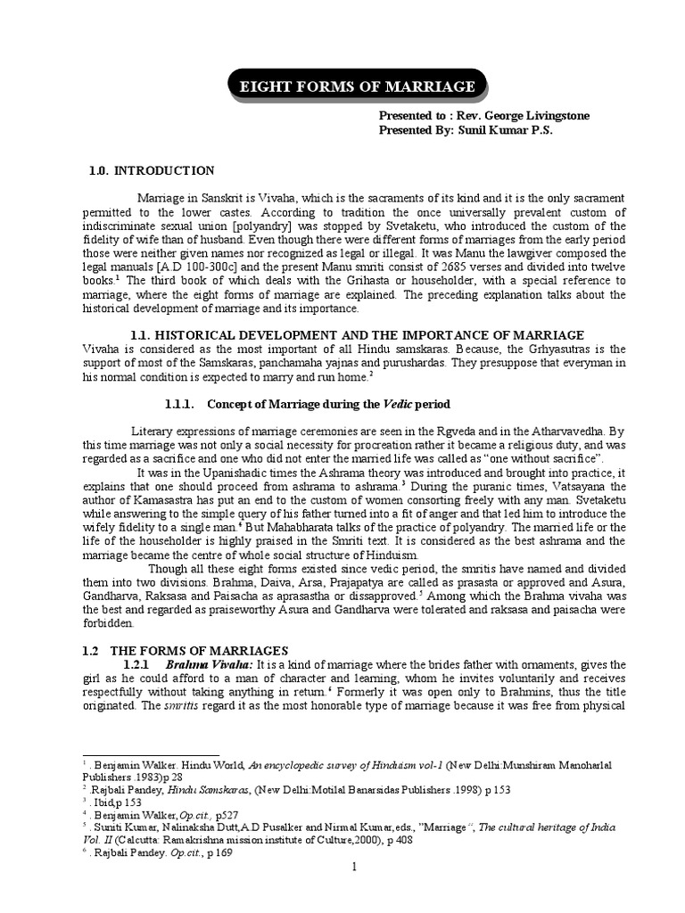 Eight Forms of Marriage | PDF | Marriage | Indian Religions