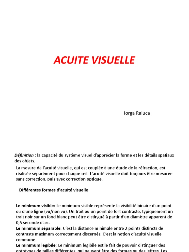 Acuite Visuelle | PDF | Acuité visuelle | Ophtalmologie