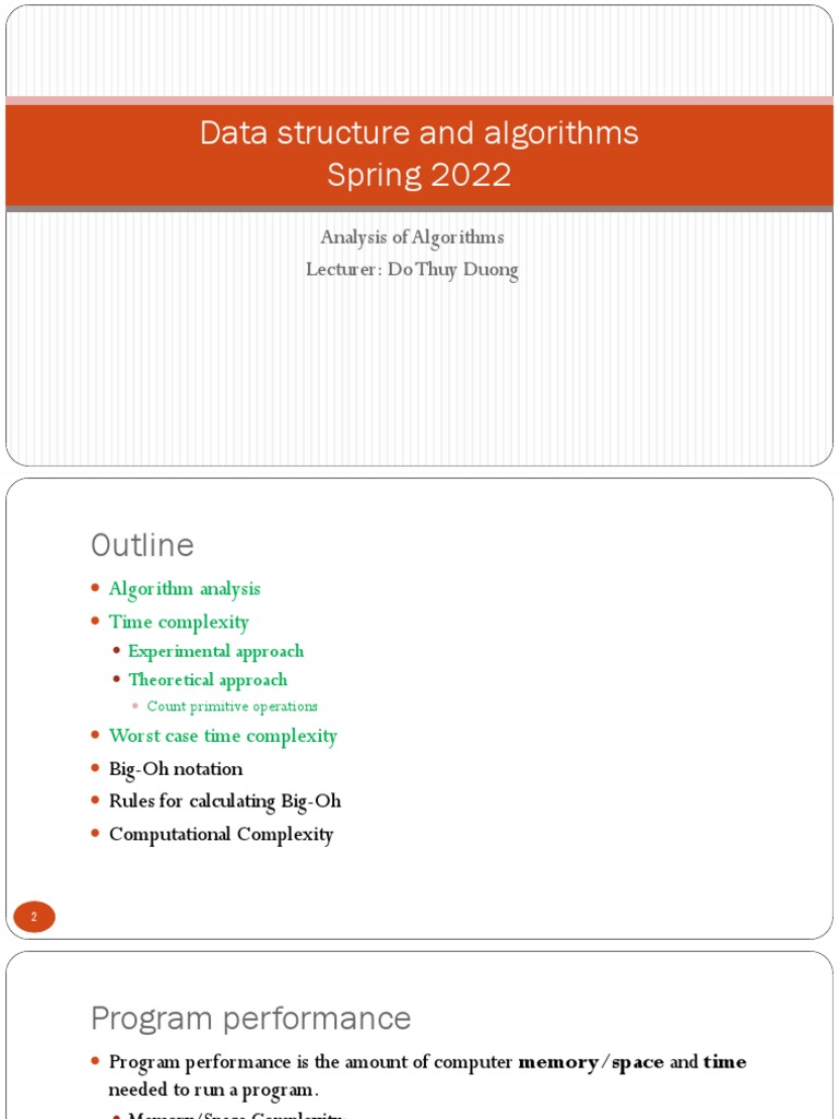 Data Structure And Algorithms Spring 2022 Analysis Of Algorithms Lecturer Do Thuy Duong Pdf