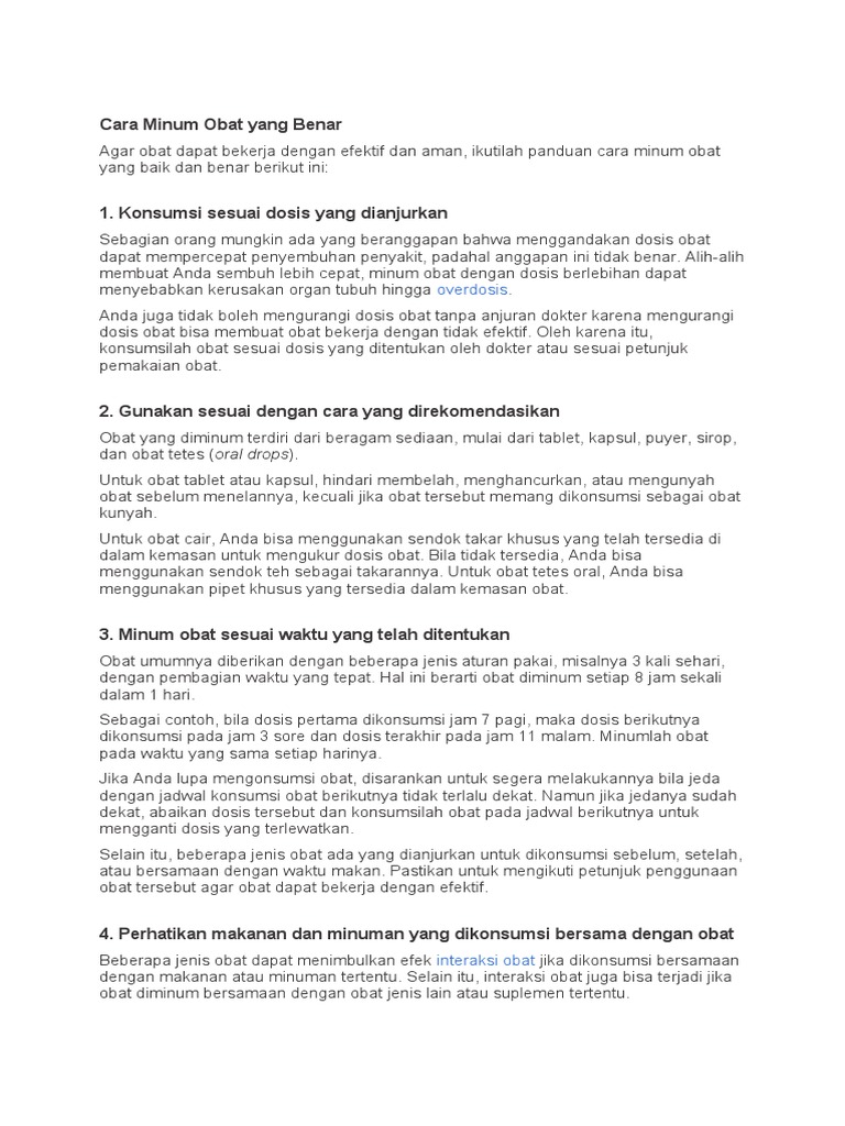 Cara Minum Obat Yang Benar | PDF