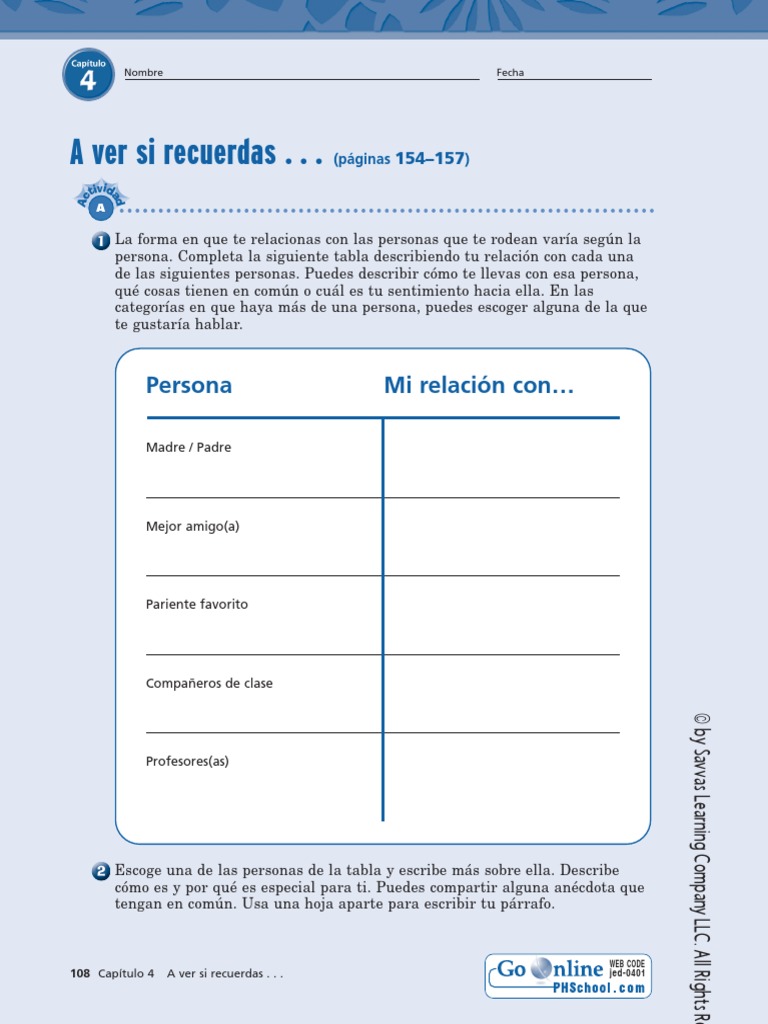 Realidades 3 CH 4 | PDF | día de San Valentín | Tipología Lingüística