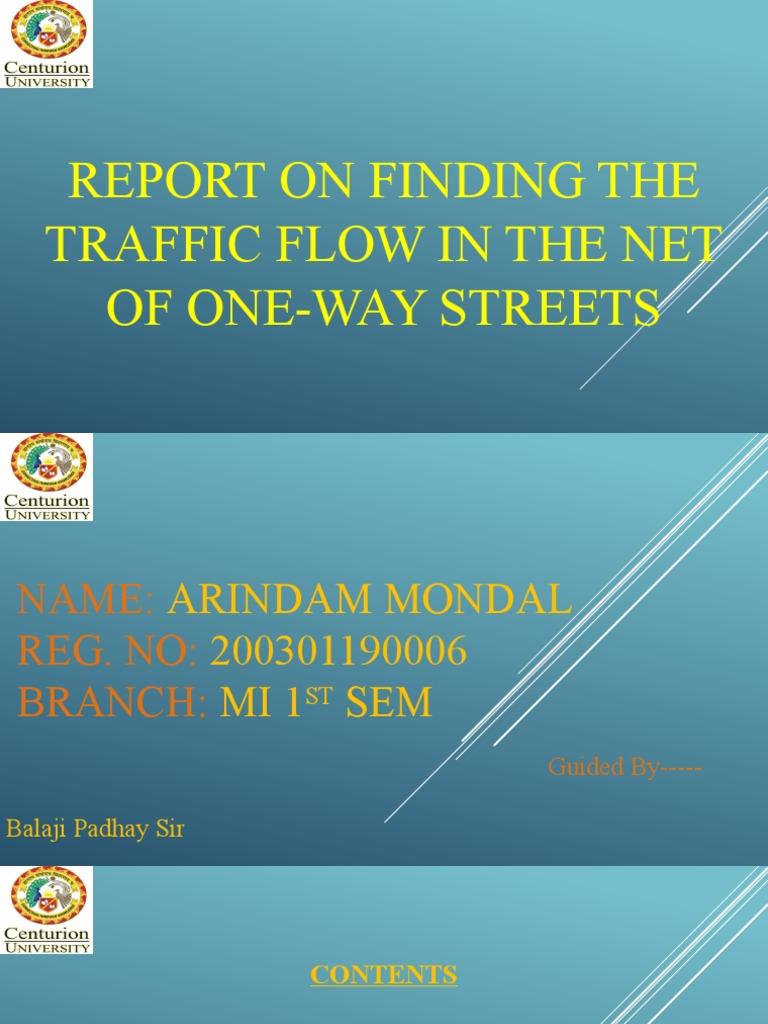 Report On Finding The Traffic Flow in The Net of One-Way Streets | PDF ...