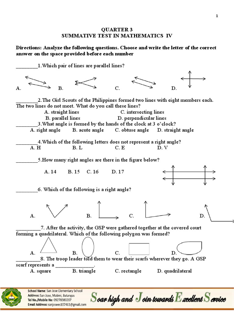 Quarter 3 Grade 4 Summative Test in MATHEMATICS | Download Free PDF ...