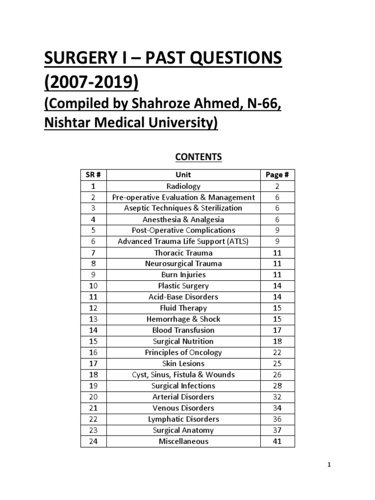 Surgery I - Topical Past Papers (2007-2019) | PDF | Radiation Therapy | Breast Cancer