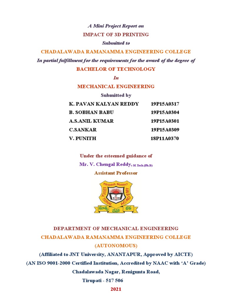 A Mini Project Report On 3d Project Edited College | PDF | Computer ...