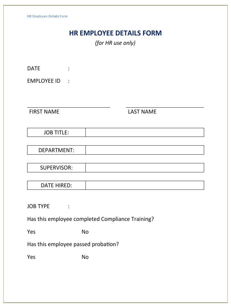 HR Employee Details Submission Form | PDF