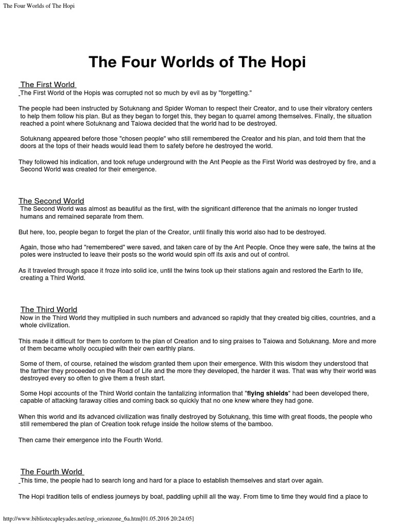 Hopi - The Four Worlds of The Hopi | PDF