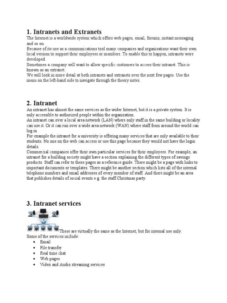 Intranets and Extranets: 2. Intranet | PDF | Computer Network | Internet