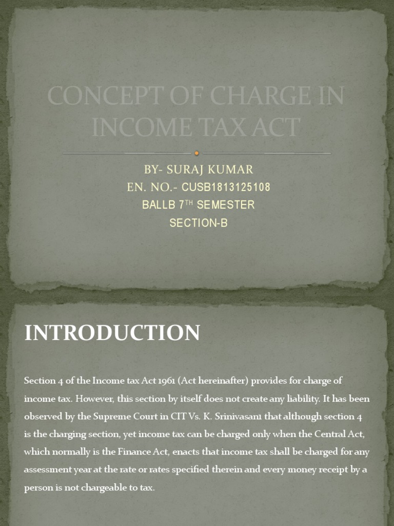 Concept of Charge in Income Tax Act | PDF | Taxes | Capital Gain