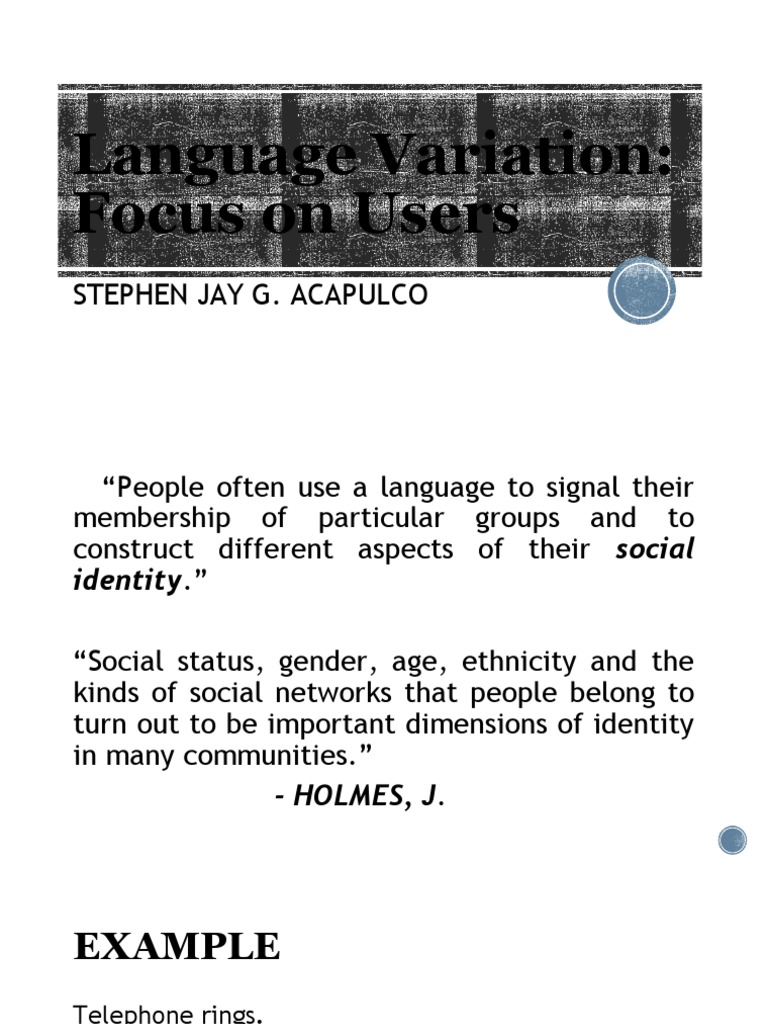 Language Variation Focus On Users | PDF | Dialect | Linguistics