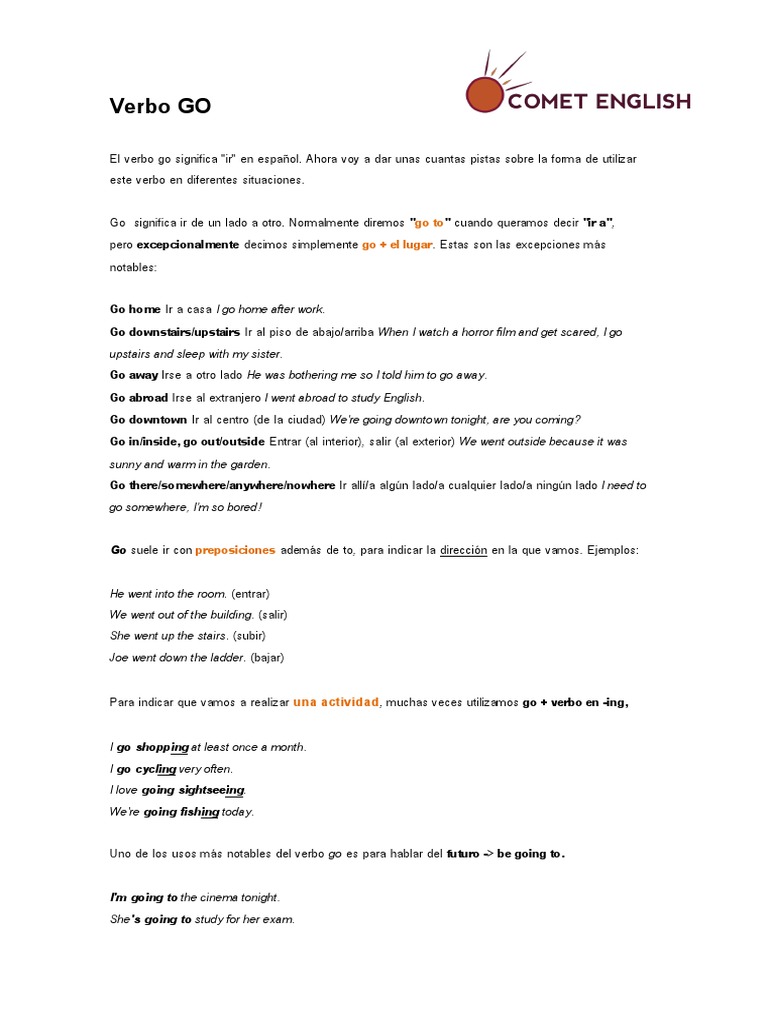 Verbo GO | PDF | Artes del Lenguaje y Comunicación