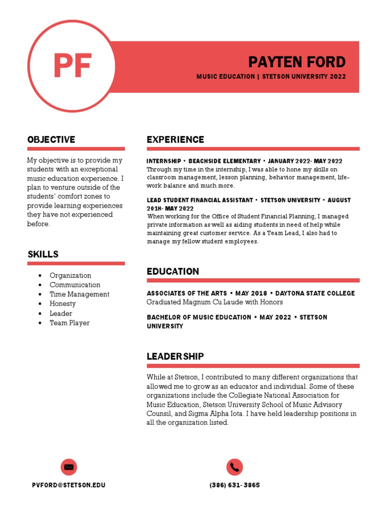 Ford One Page Resume | PDF | Career & Growth | Wellness