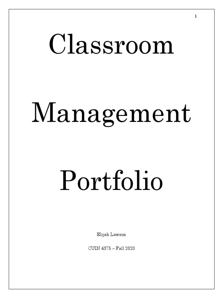 Classroom Management Portfolio | PDF | Classroom | Teachers