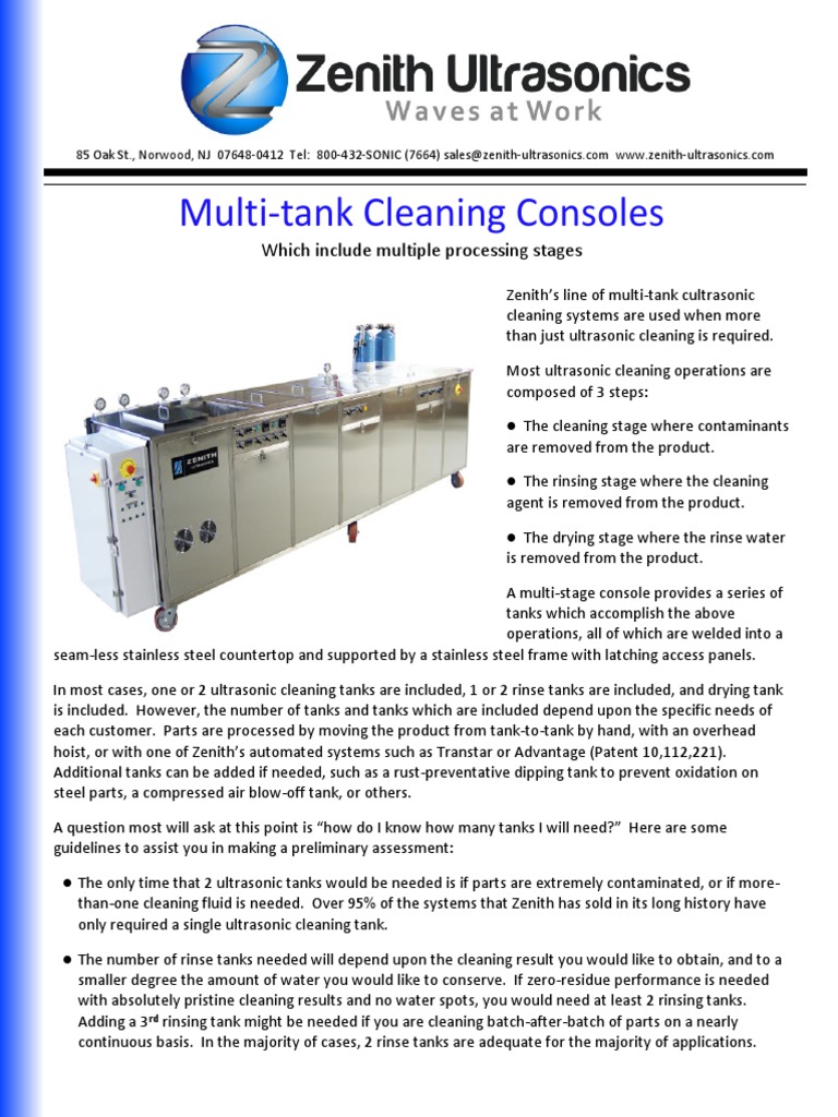 Multi-Tank Cleaning Consoles: Which Include Multiple Processing Stages ...